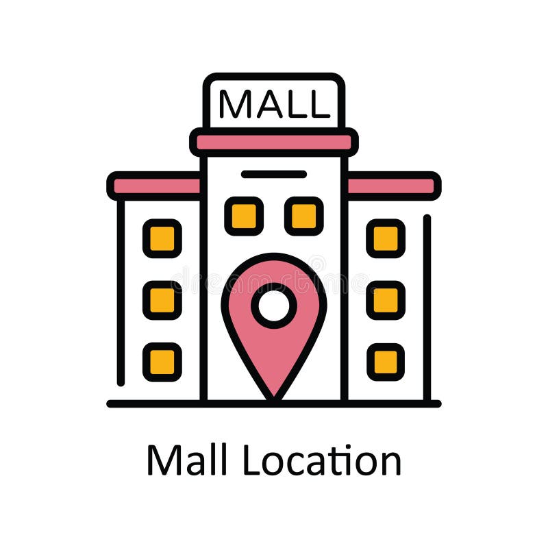 Mall Location Vector Outline Icon Design Illustration. Map and ...