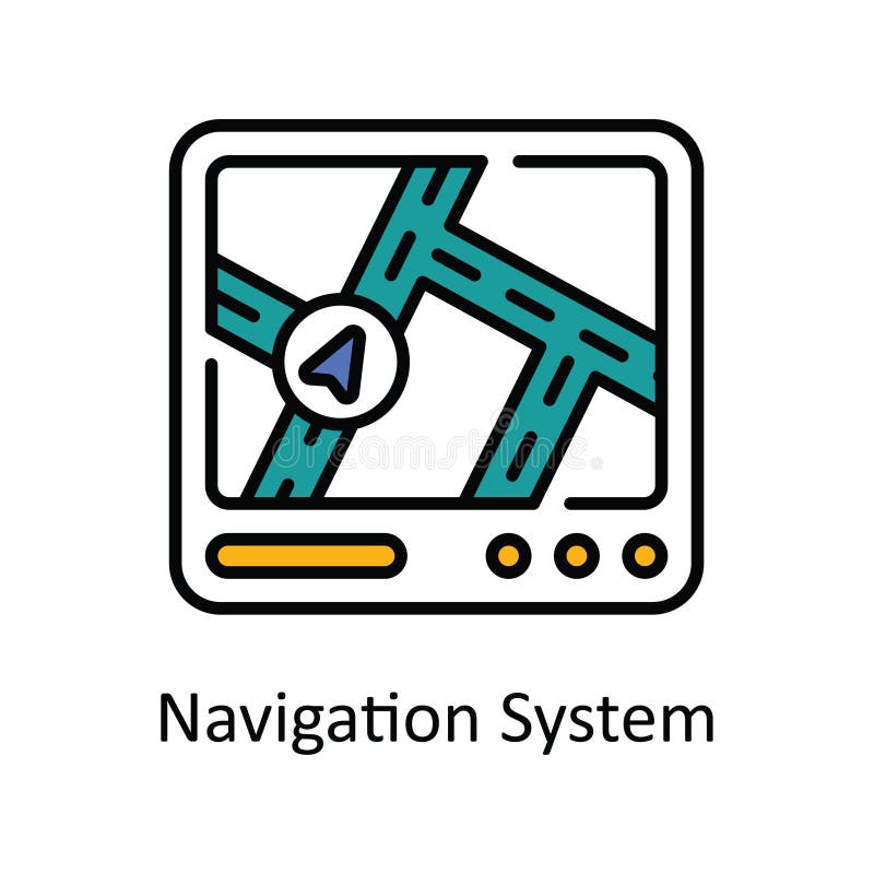 Navigation System Vector Fill Outline Icon Design Illustration. Map and ...