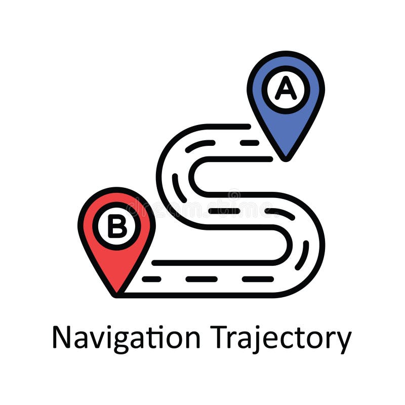 Navigation Trajectory Vector Fill Outline Icon Design Illustration. Map ...
