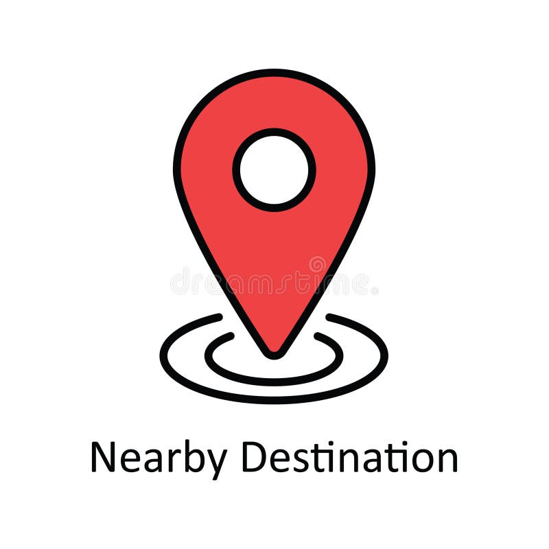 Nearby Destination Vector Outline Icon Design Illustration. Map and ...