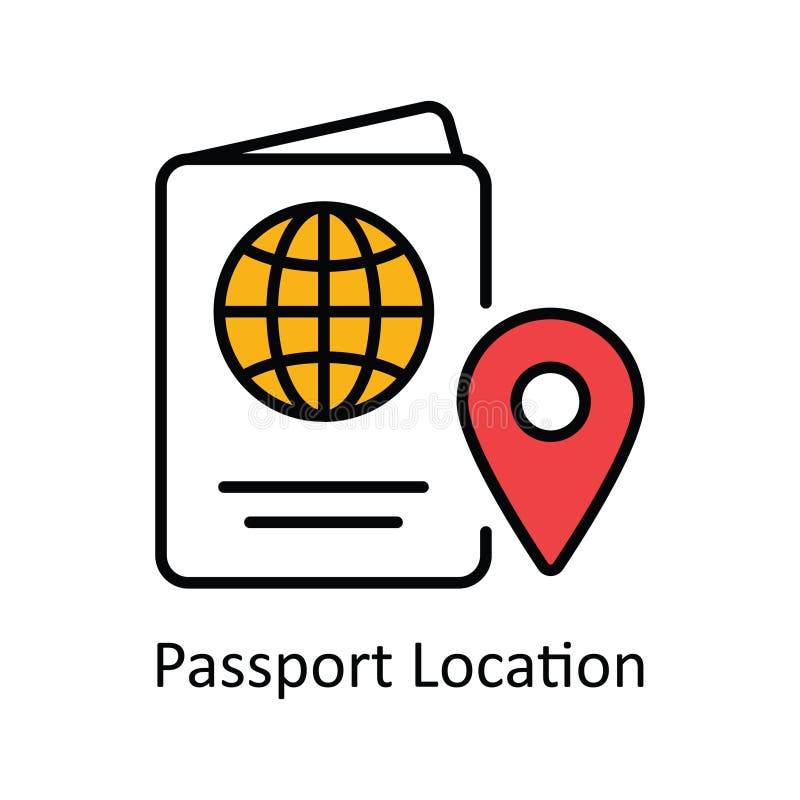 Passport Location Vector Fill Outline Icon Design Illustration. Map and ...