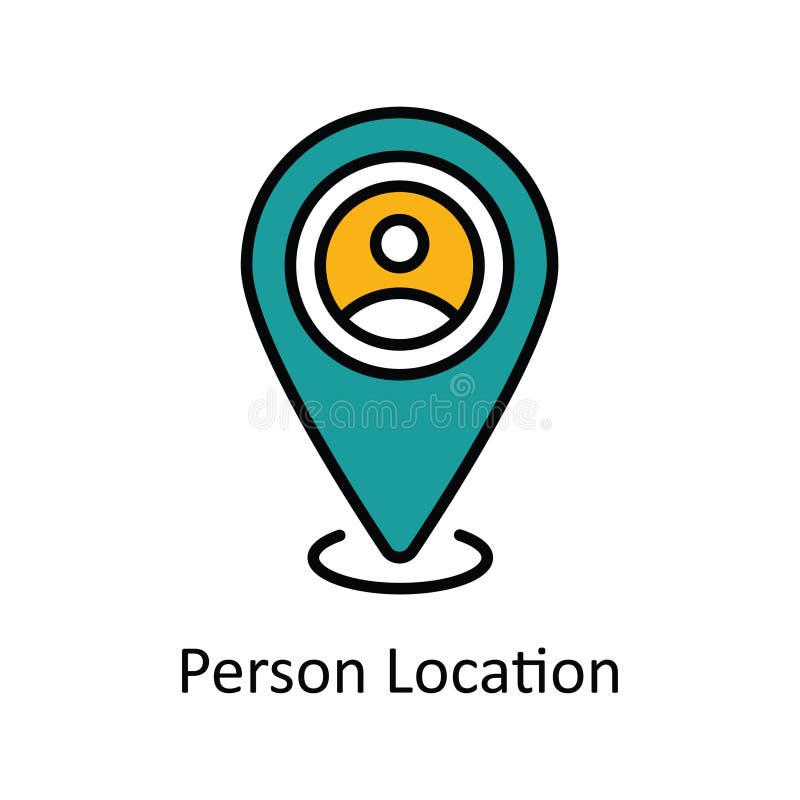 Person Location Vector Fill Outline Icon Design Illustration. Map and ...