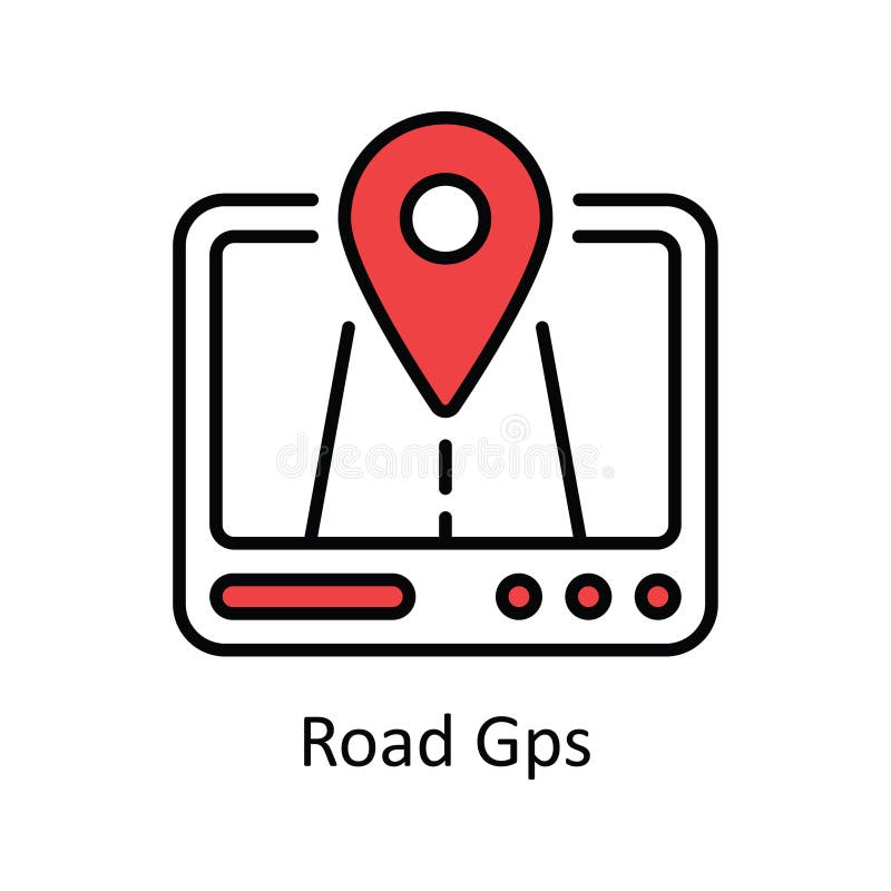 Road Navigation Vector Fill Outline Icon Design Illustration. Map and ...