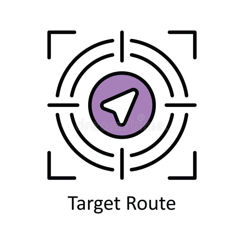 Target Route Vector Outline Icon Design Illustration. Map and ...