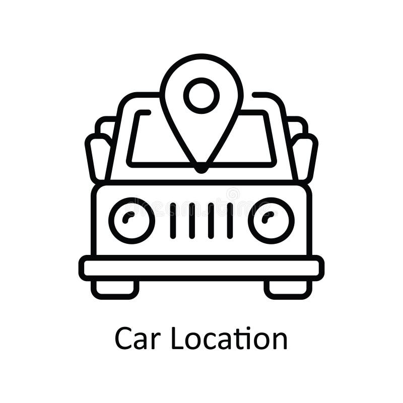 Car Location Vector Outline Icon Design Illustration. Map and ...