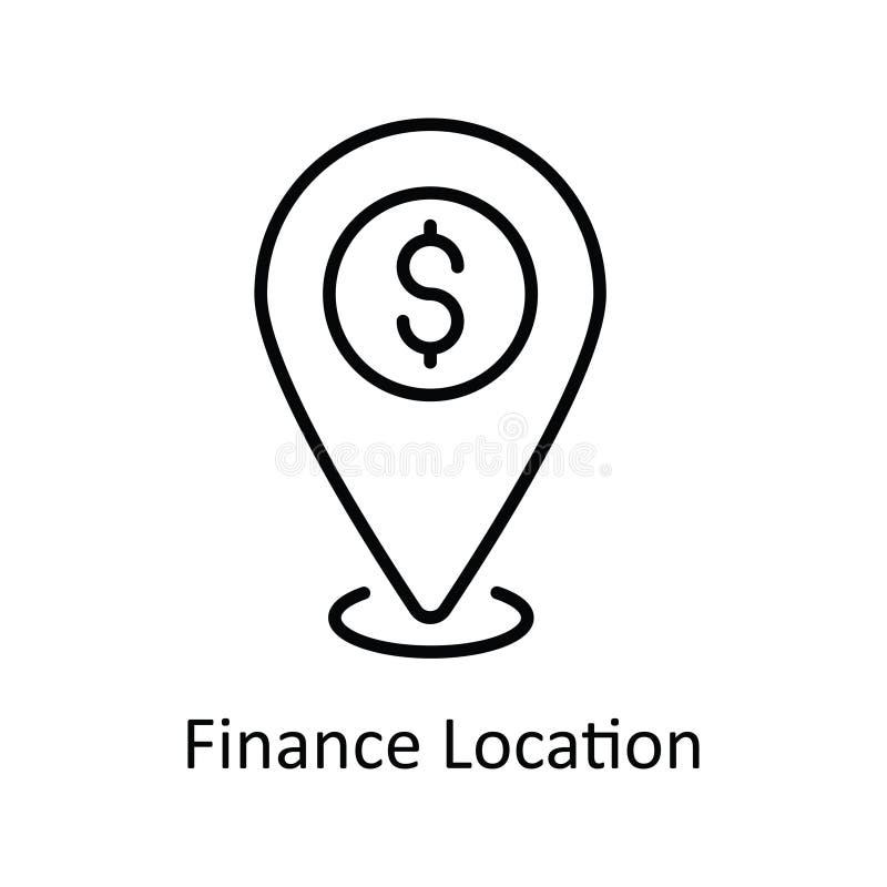 Finance Location Vector Outline Icon Design Illustration. Map and ...