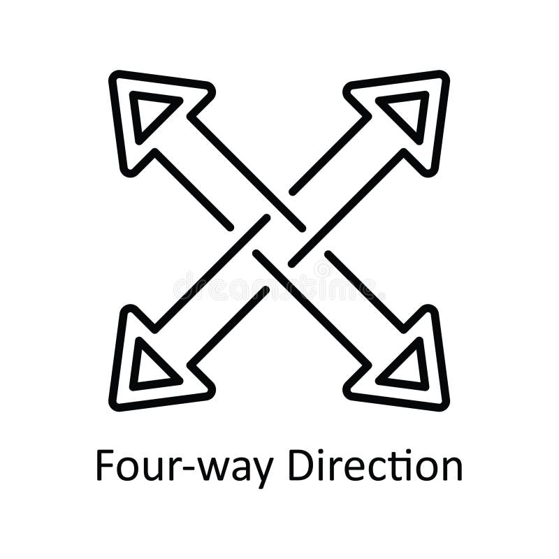 Four-way Direction Vector Outline Icon Design Illustration. Map and ...