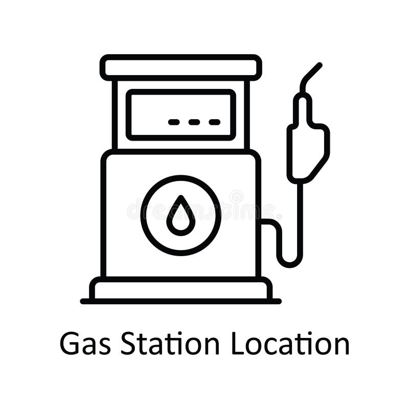 Gas Station Location Vector Outline Icon Design Illustration. Map and ...