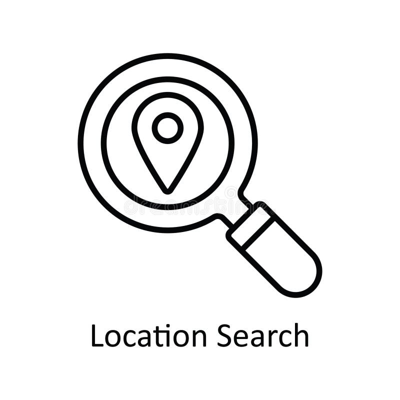 Location Search Vector Outline Icon Design Illustration. Map and ...