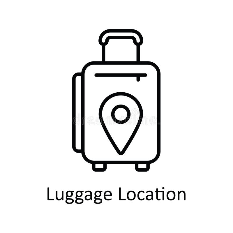 Luggage Location Vector Outline Icon Design Illustration. Map and ...