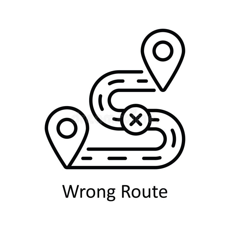 Wrong Route Vector Outline Icon Design Illustration. Map and Navigation ...