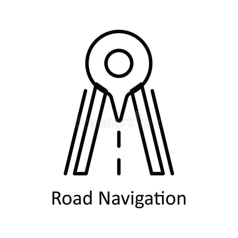 Road Navigation Vector Outline Icon Design Illustration. Map and ...