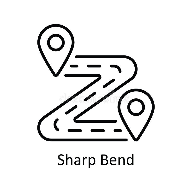 Sharp Bend Vector Outline Icon Design Illustration. Map and Navigation ...