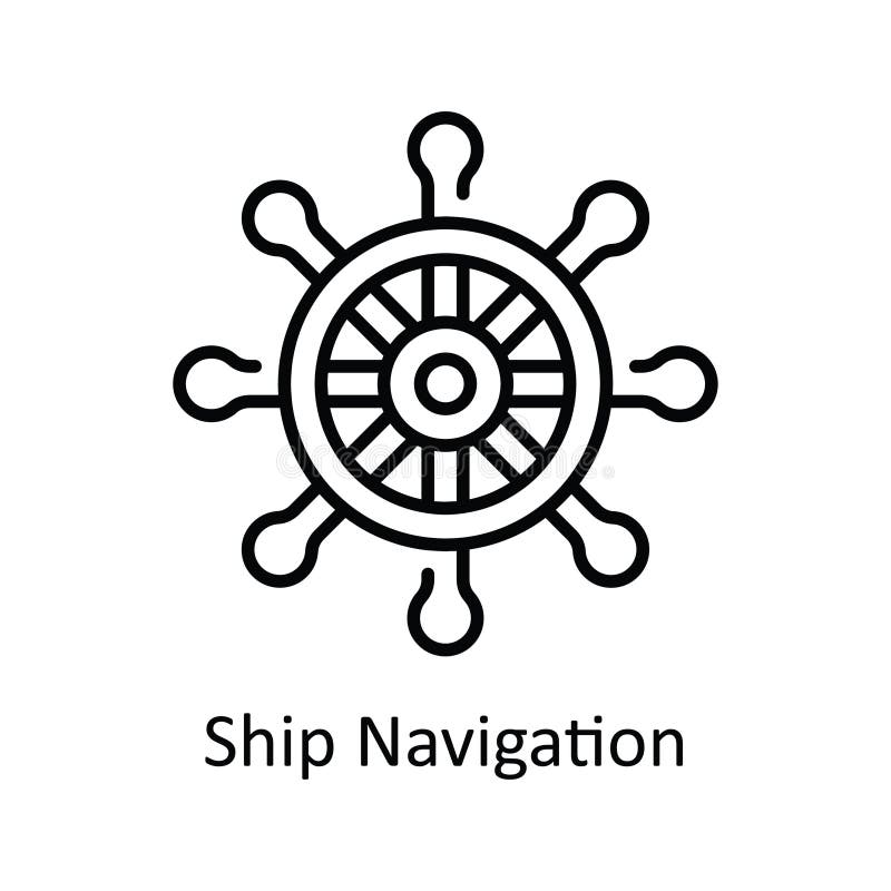 Ship Navigation Vector Outline Icon Design Illustration. Map and ...