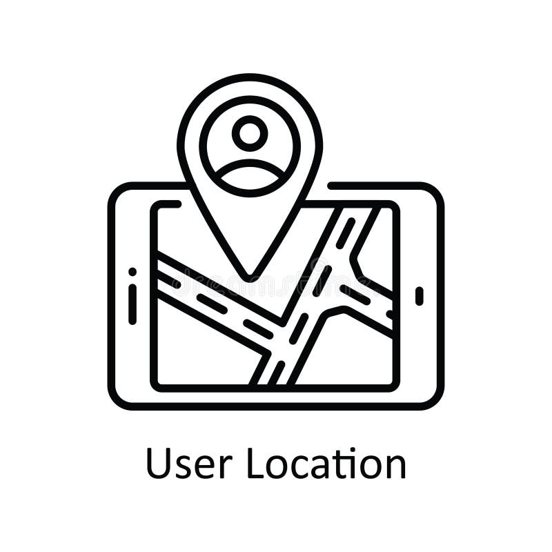 User Location Vector Outline Icon Design Illustration. Map and ...