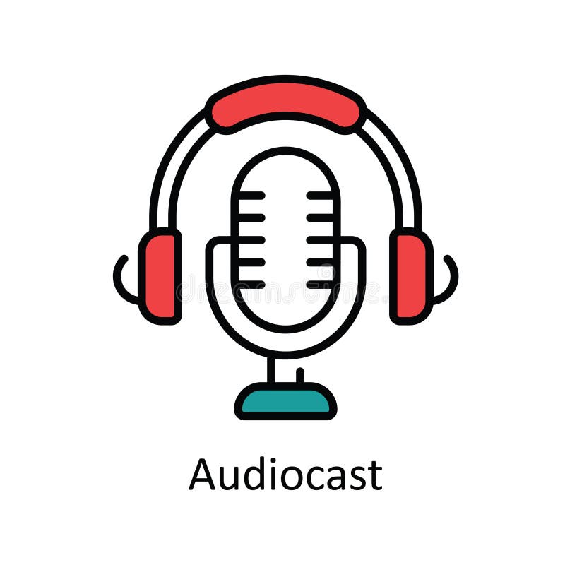 Audio Cast Vector Fill Outline Icon Design Illustration. Online ...