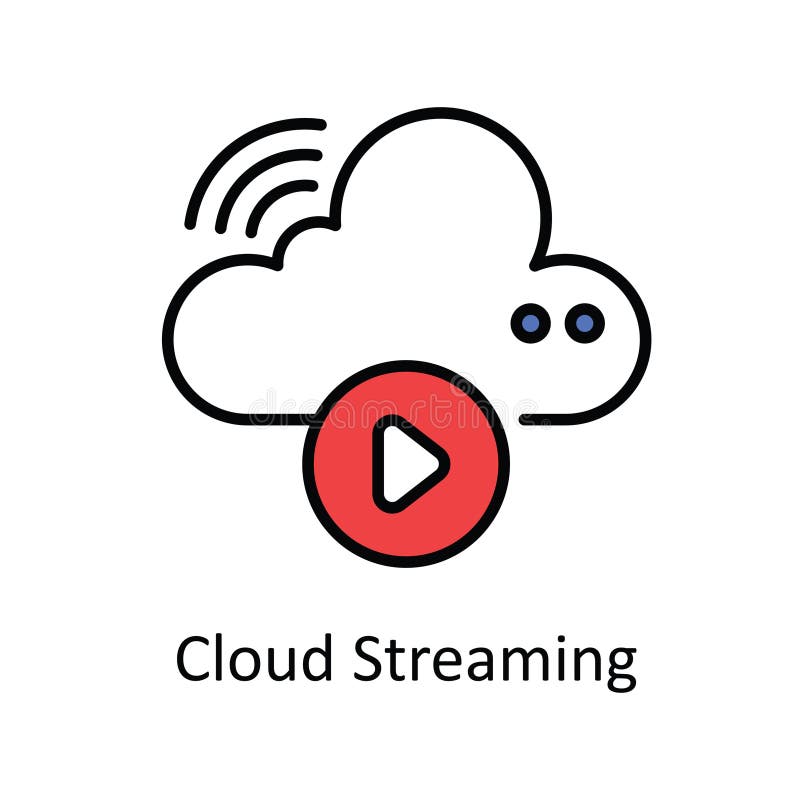 Cloud Video Vector Outline Icon Design Illustration. Cloud Computing ...