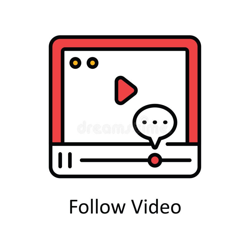 Follow Video Vector Fill Outline Icon Design Illustration. Online ...