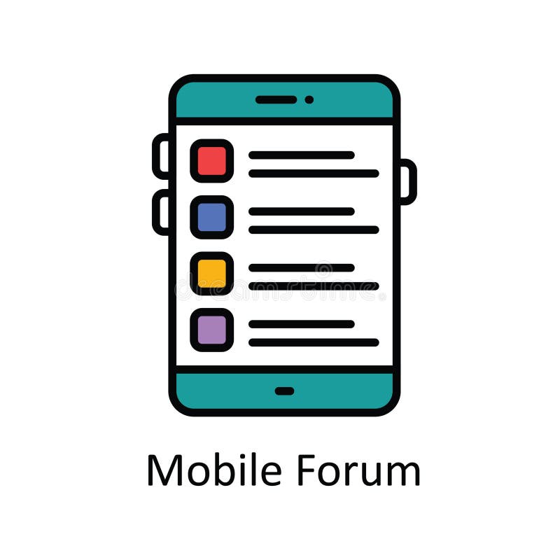 Mobile Forum Vector Fill Outline Icon Design Illustration. Online ...