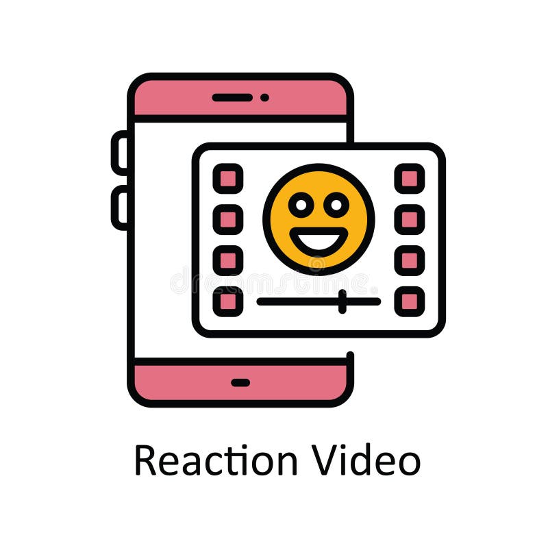 Reaction Video Vector Fill Outline Icon Design Illustration. Online ...