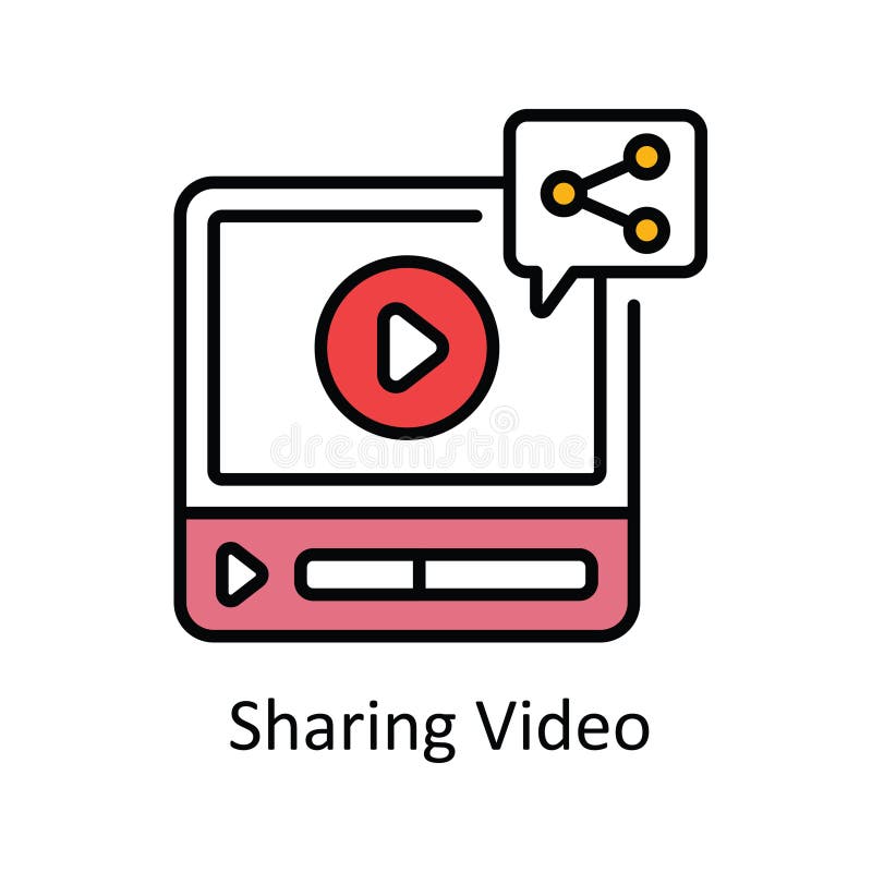 Sharing Video Vector Fill Outline Icon Design Illustration. Online ...