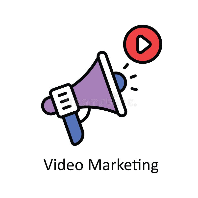 Video Marketing Vector Fill Outline Icon Design Illustration. Online ...