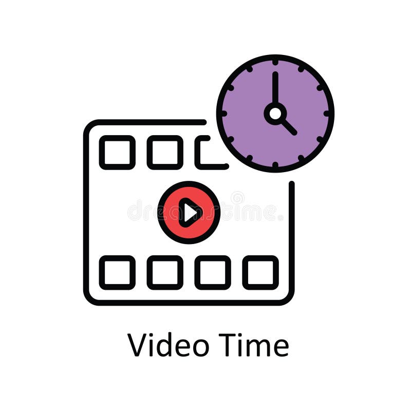 Video Time Vector Fill Outline Icon Design Illustration. Online ...