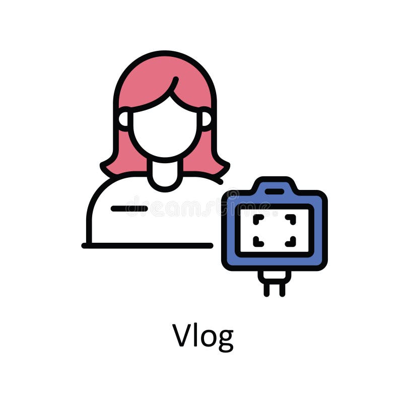 Vlog Vector Fill Outline Icon Design Illustration. Online Streaming ...