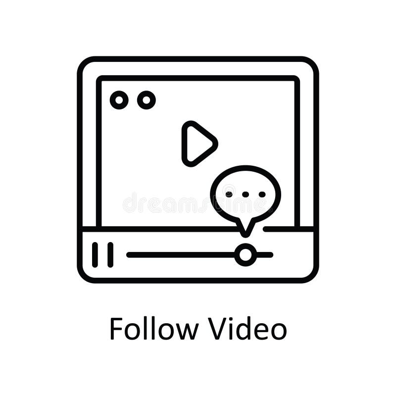 Follow Video Vector Outline Icon Design Illustration. Online Streaming ...