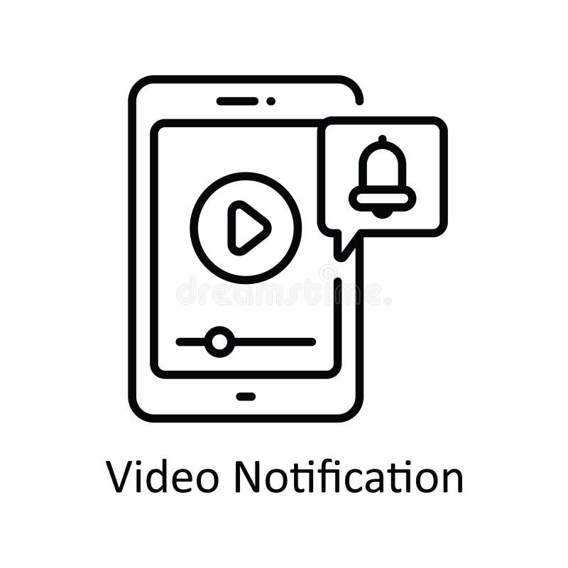 Video Notification Vector Outline Icon Design Illustration. Online ...