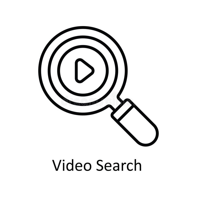Video Search Vector Outline Icon Design Illustration. Online Streaming ...