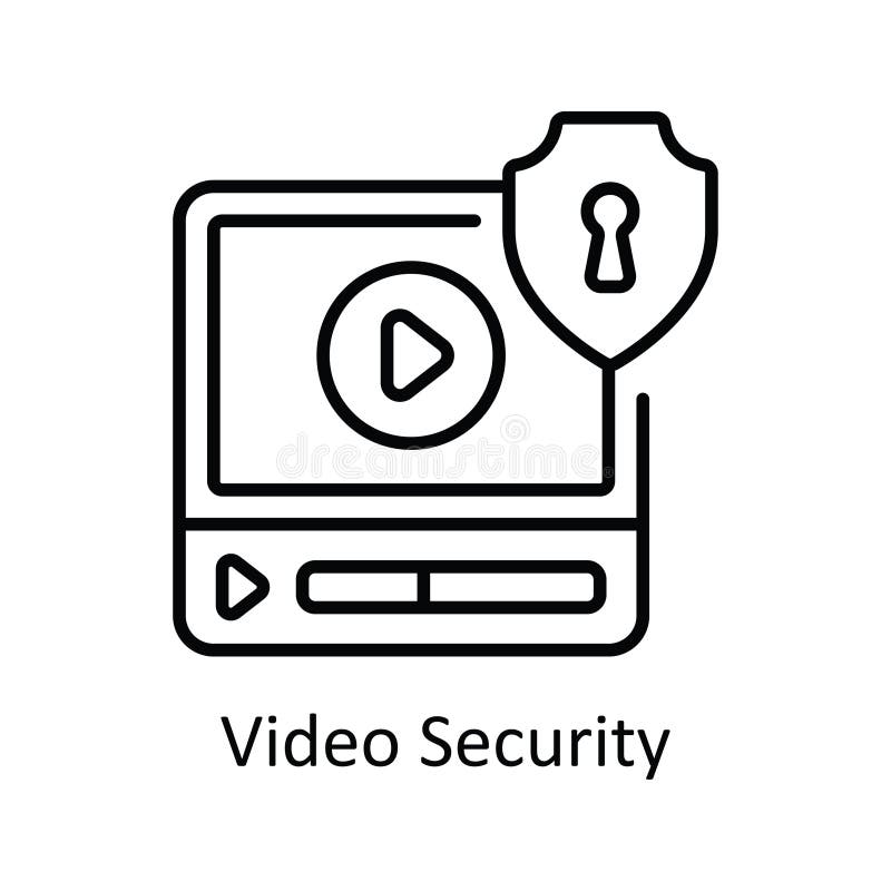 Video Security Vector Outline Icon Design Illustration. Online ...