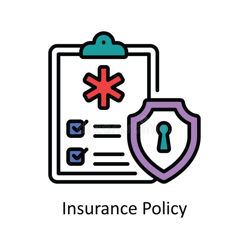 Insurance Policy Vector Fill Outline Icon Design Illustration. Pharmacy ...