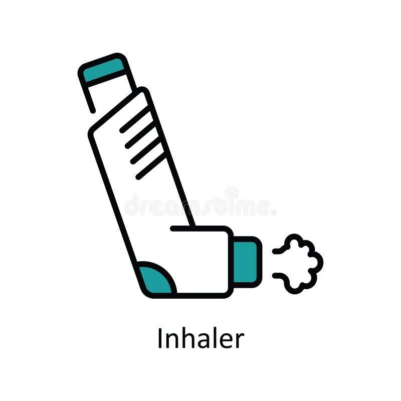 Inhaler Vector Fill Outline Icon Design Illustration. Pharmacy Symbol ...