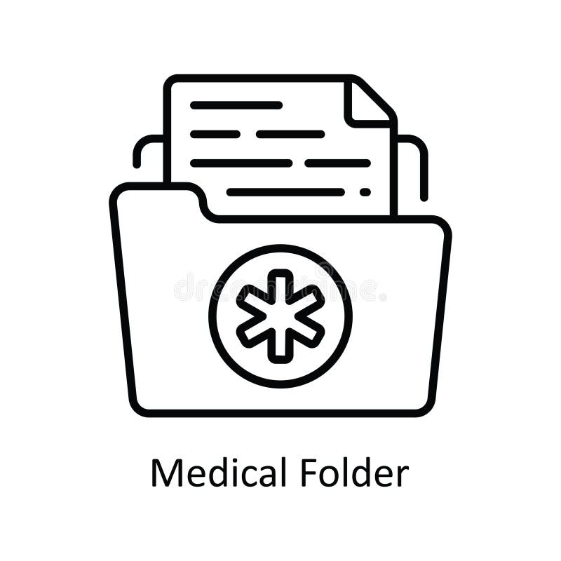 Medical Folder Vector Outline Icon Design Illustration. Pharmacy Symbol ...