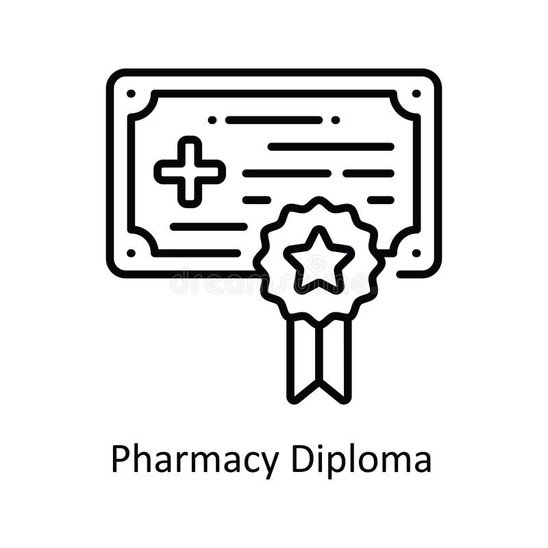 Pharmacy Diploma Vector Outline Icon Design Illustration. Pharmacy ...