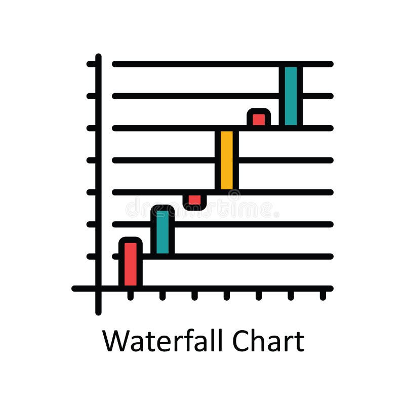 Waterfall Chart Vector 2 Colour Icon Design Illustration. Stock Vector ...