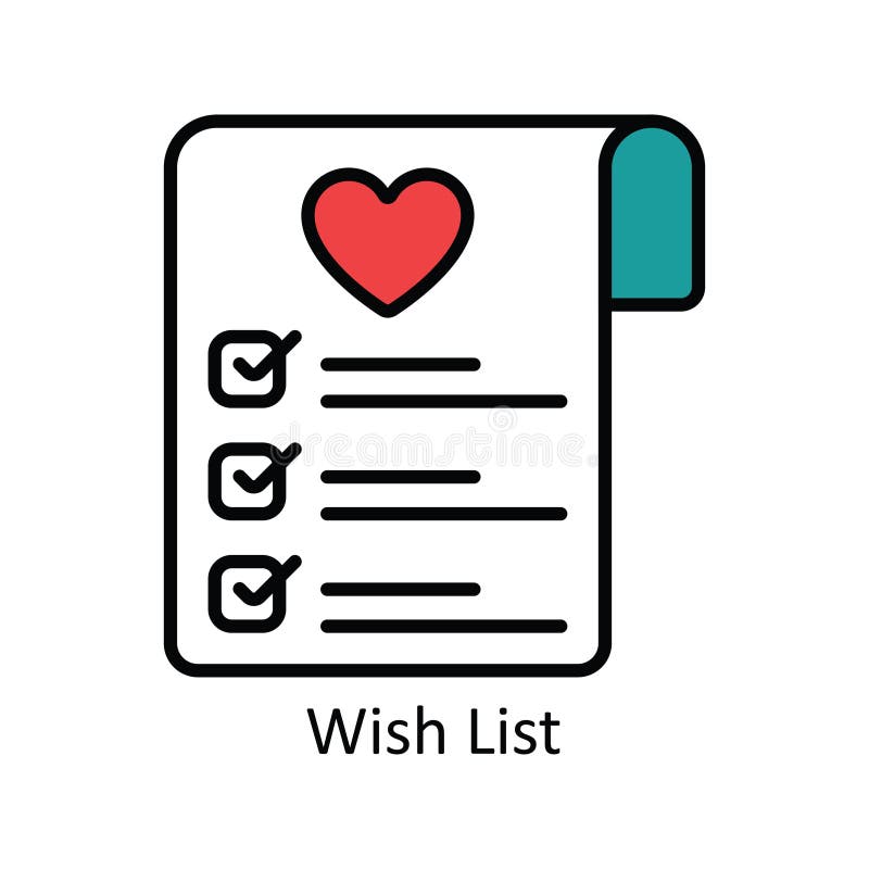 Wish List Vector Fill Outline Icon Design Illustration. Product ...