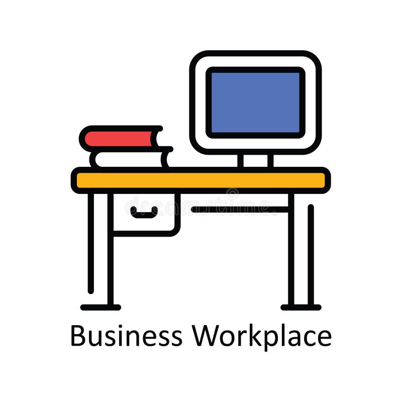 Business Workplace Vector Fill Outline Icon Design Illustration ...