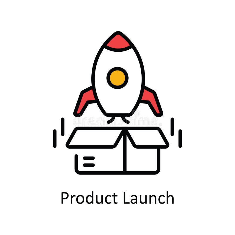 Product Launch Vector Fill Outline Icon Design Illustration. Product ...
