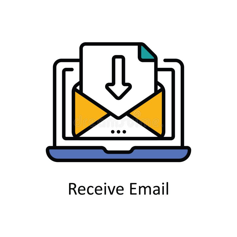 Receive Email Vector Fill Outline Icon Design Illustration. Product ...