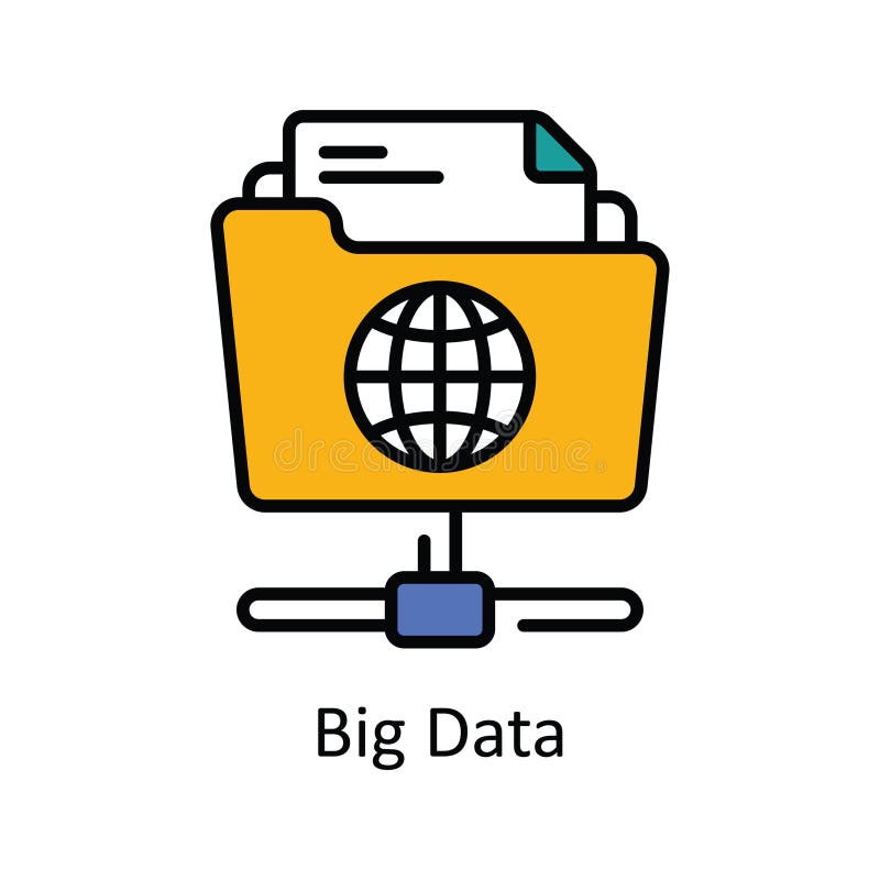 Big Data Vector Fill Outline Icon Design Illustration. Smart Industries ...