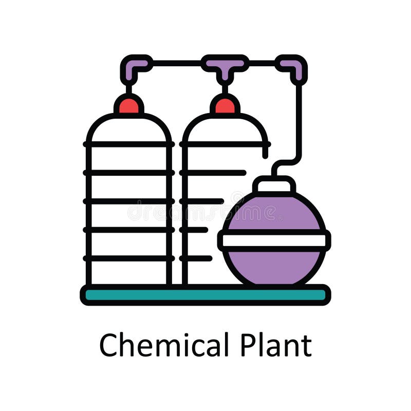 Chemical Plant Vector Fill Outline Icon Design Illustration. Smart ...