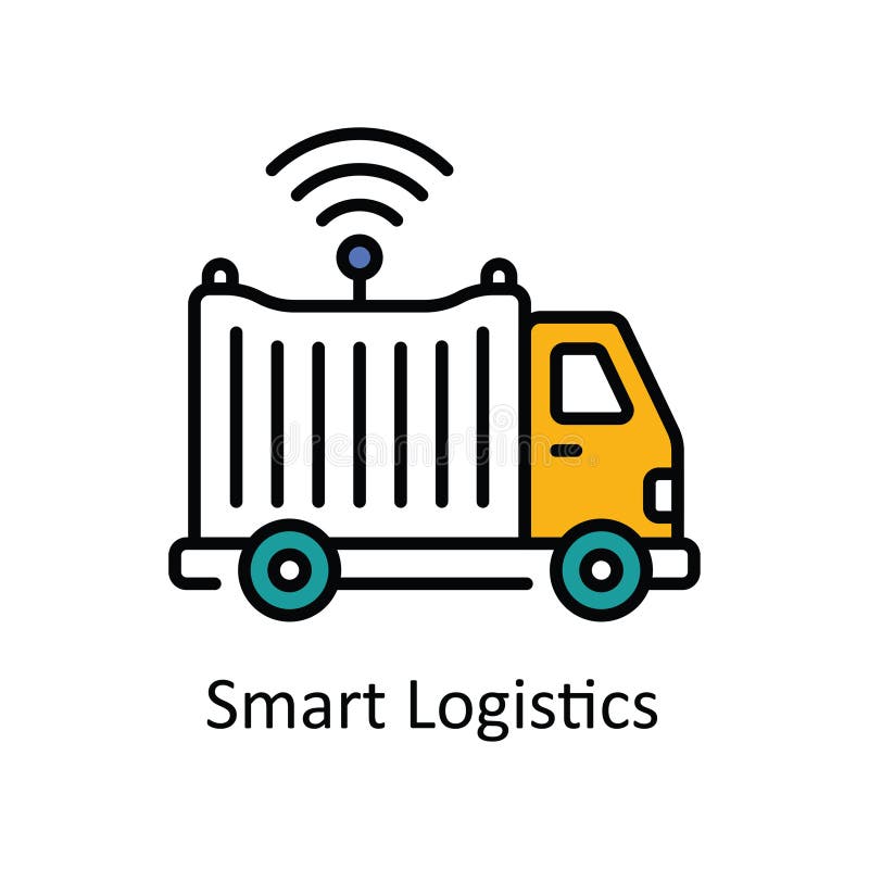 Smart Logistics Vector Fill Outline Icon Design Illustration. Smart ...