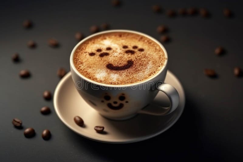 Coffee Pouring into a Cup on a Dark Background Stock Illustration ...