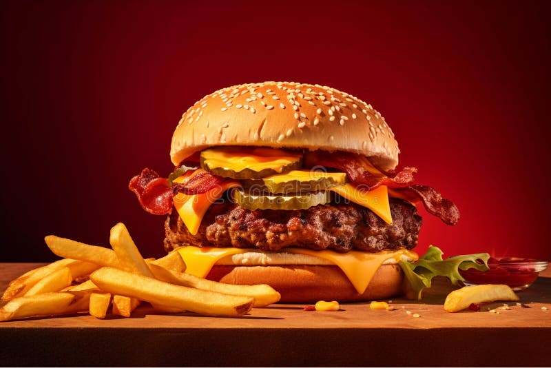 Cheese Burger - American Cheese Burger with Fresh Salad Stock Photo ...