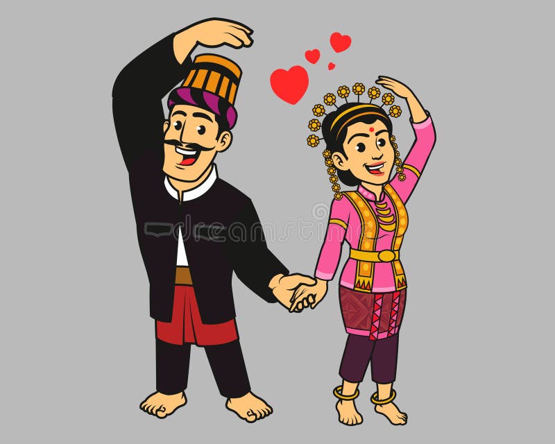 Indonesian Native Aceh Tribe Man and Woman in Traditional Costume Stock ...