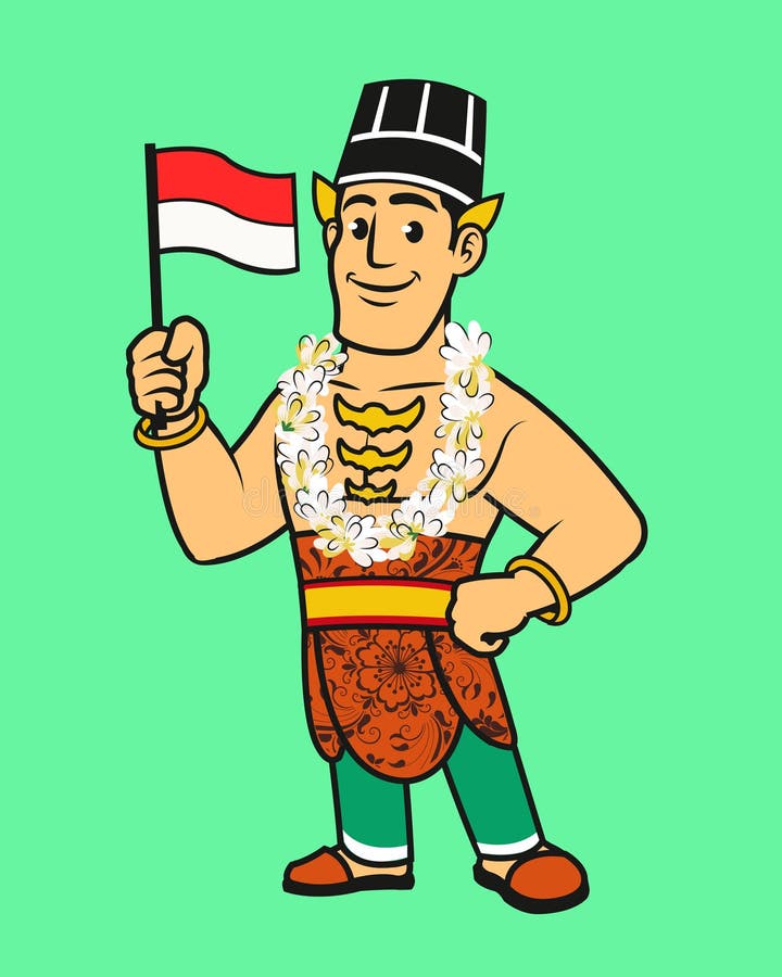 Indonesian Native Mid Java Tribe Man and Woman in Traditional Costume ...