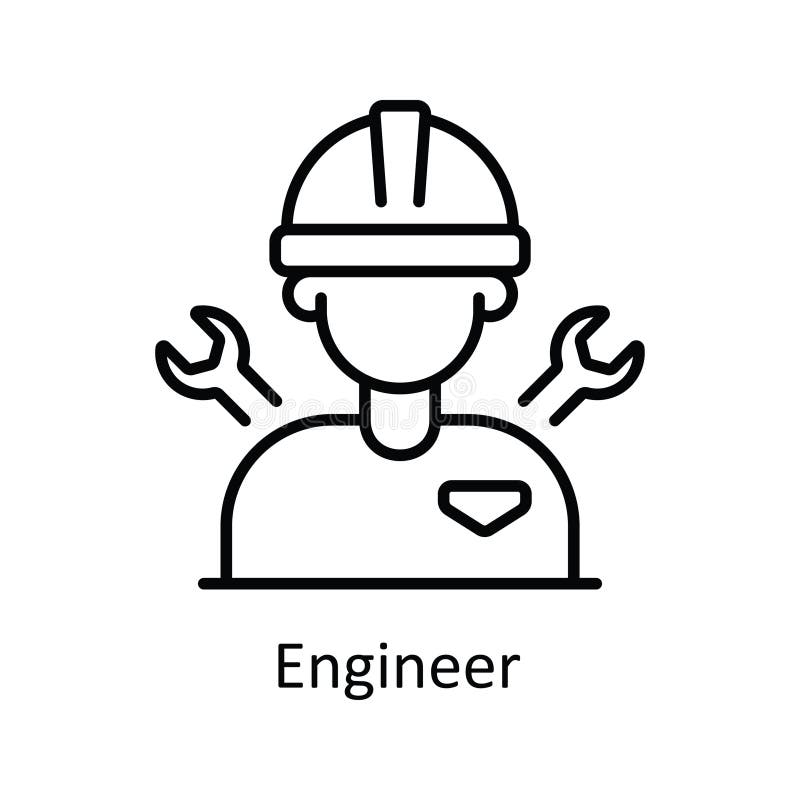 Engineer Vector Outline Icon Design Illustration. Engineering Symbol on ...