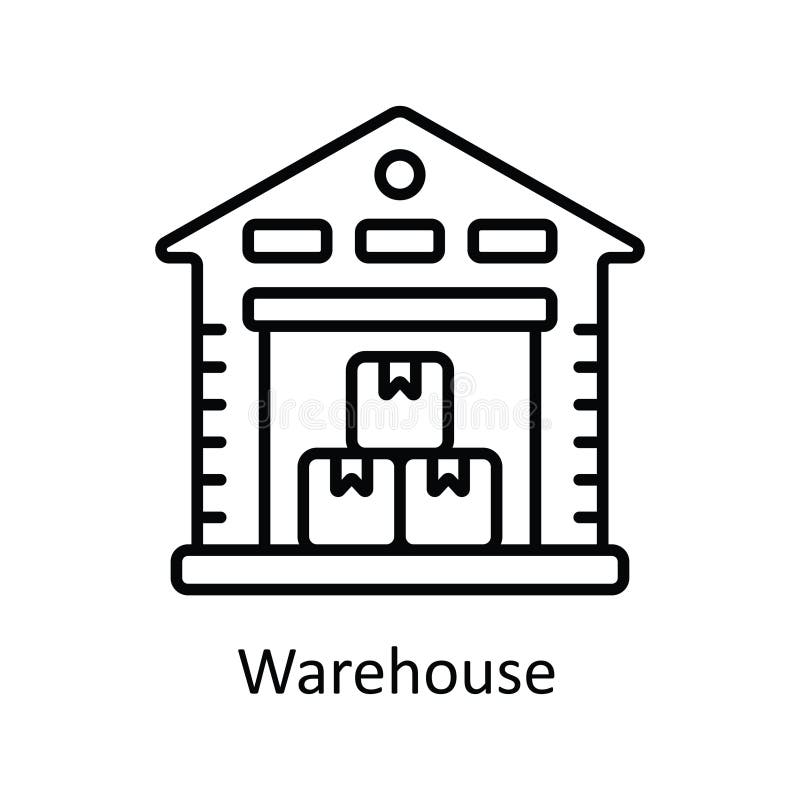 Warehouse Vector Outline Icon Design Illustration. Smart Industries ...